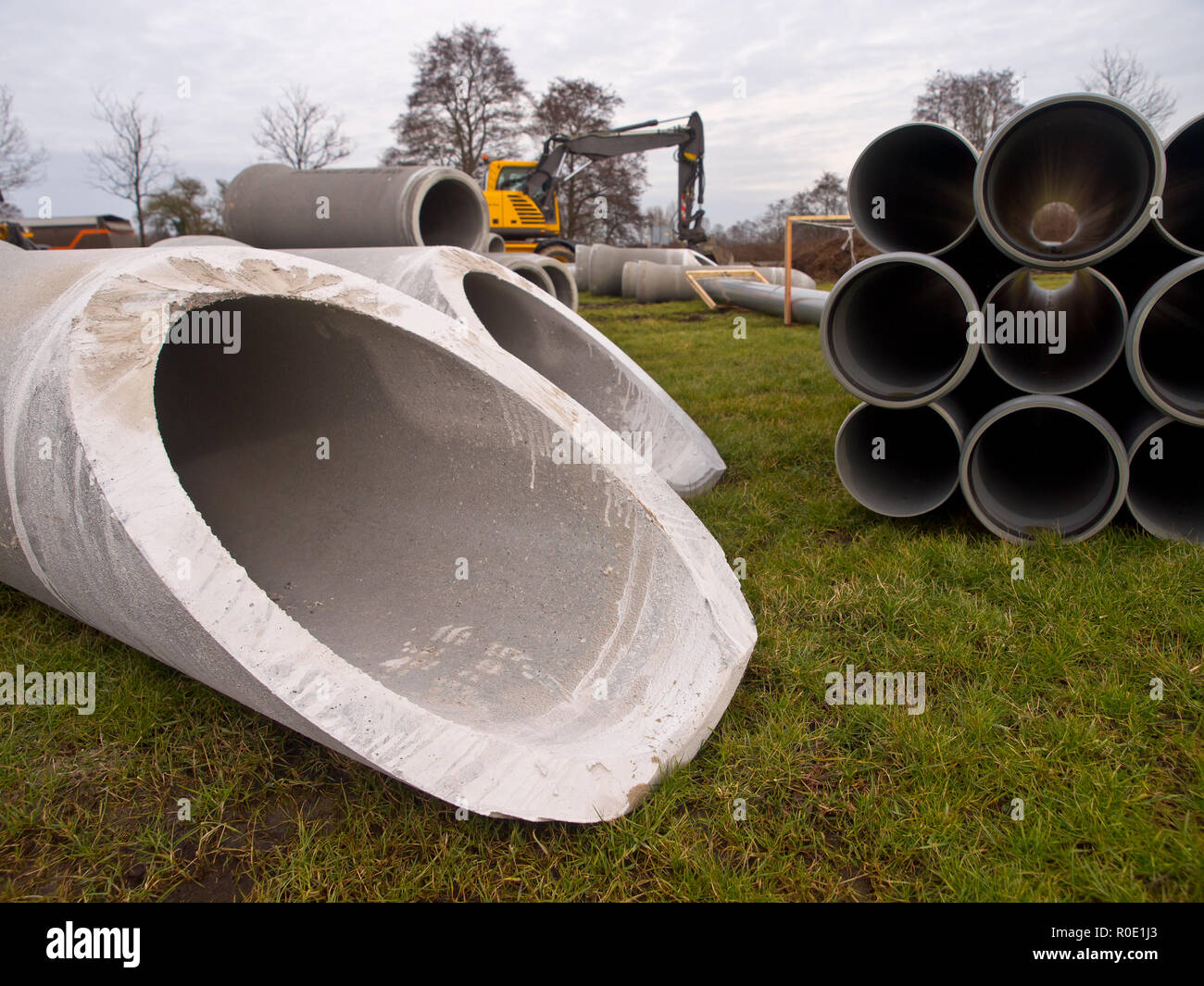 Pipes on a construction site Stock Photo - Alamy
