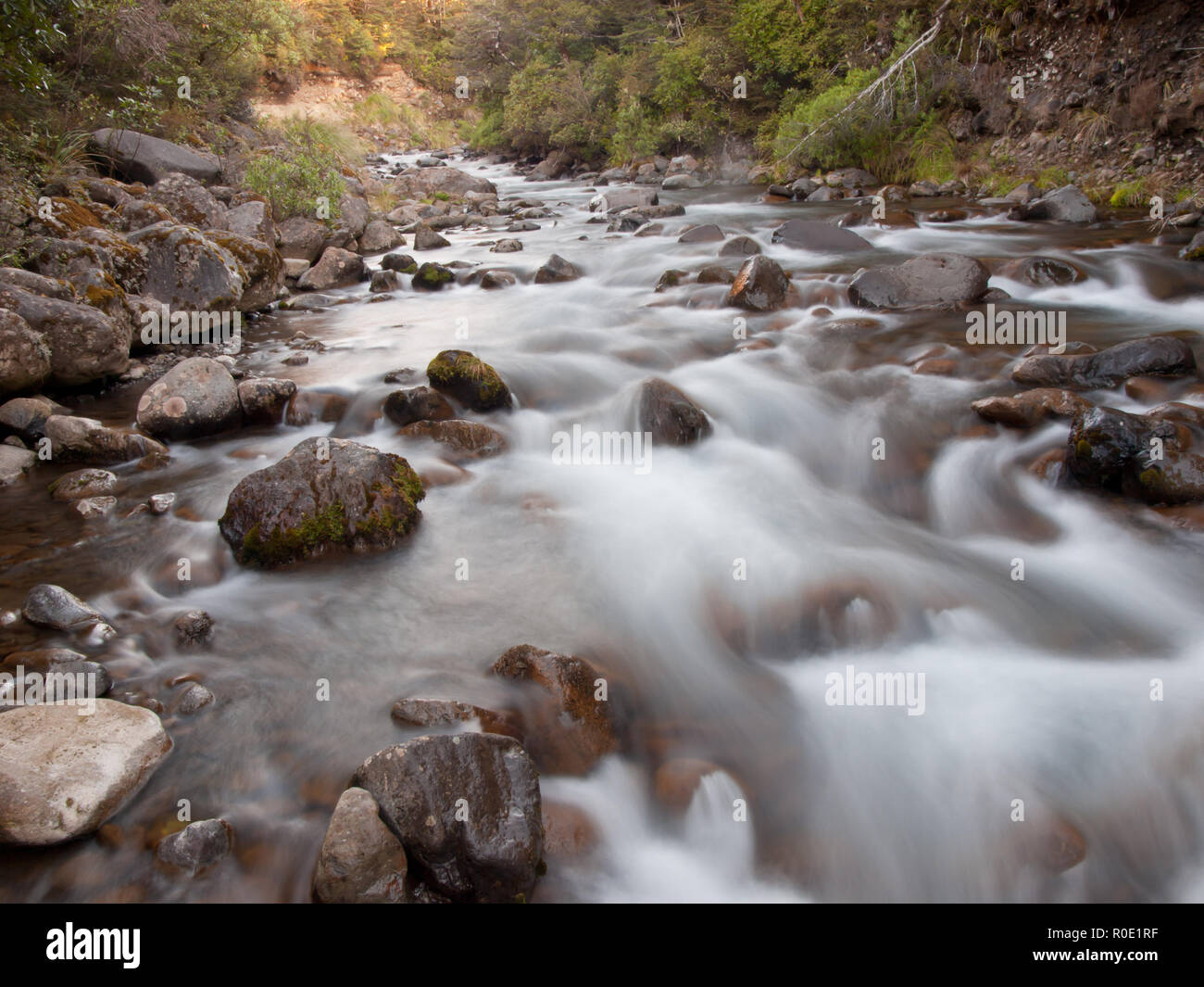 Streaming water in a river is faded by long exposure Stock Photo - Alamy