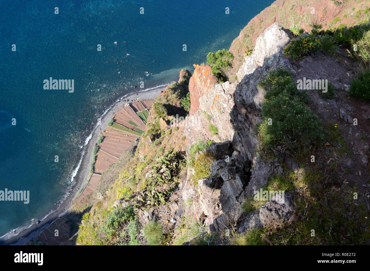 View down from Cabo Girao, Madeira, the highest cliffs in Europe Stock ...
