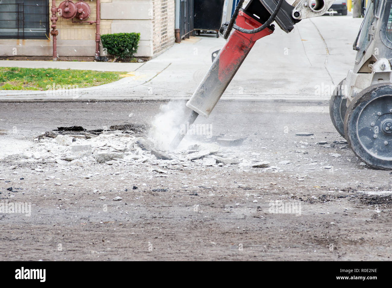 Roadwork, removal of old paving from asphalt. Fixing road for better ...