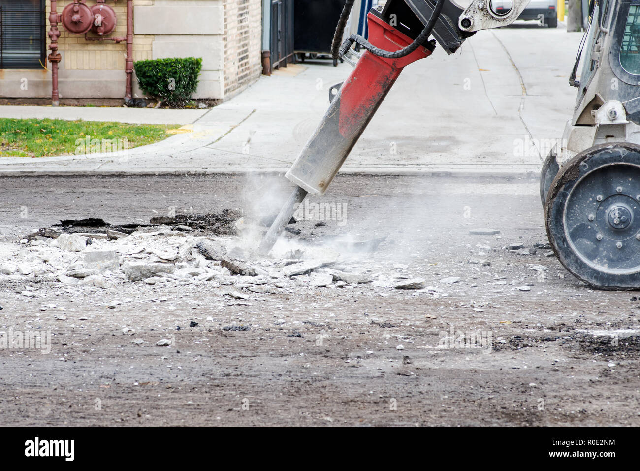 Roadwork, removal of old paving from asphalt. Fixing road for better ...