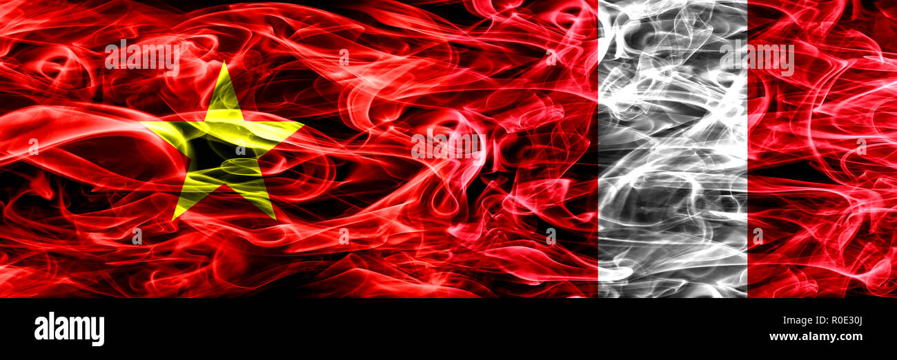 Socialist Republic of Viet Nam vs Peru, Peruan smoke flags placed side ...