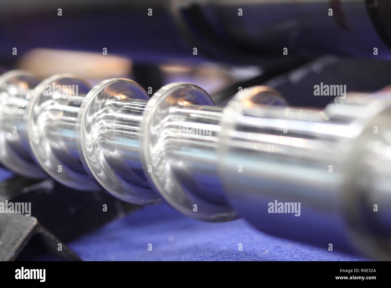 Screw press parts for plastic injection machine ; selective focus Stock ...