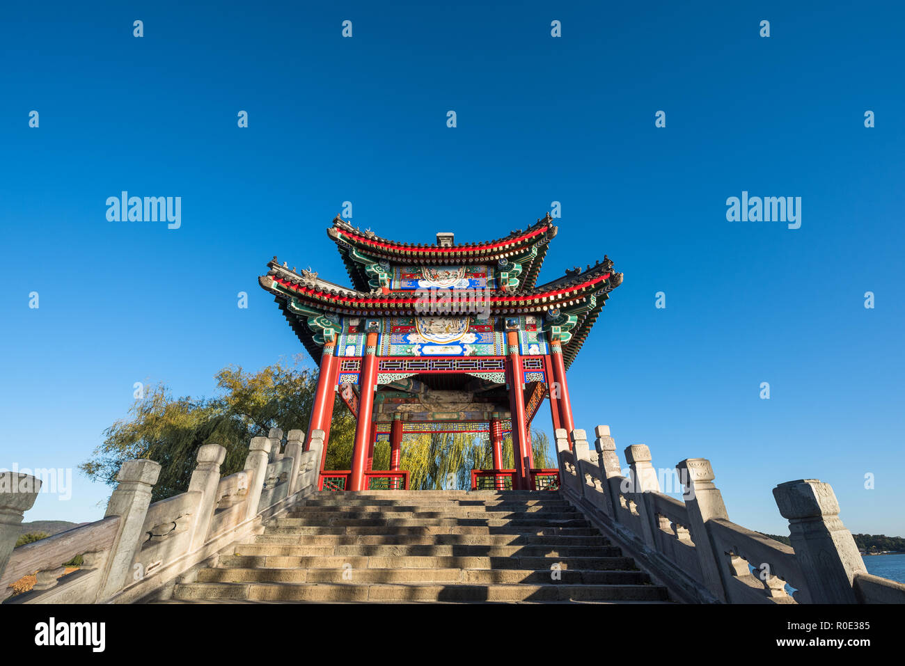 The pavilion bridge in the causeway of Summer Palace Stock Photo - Alamy