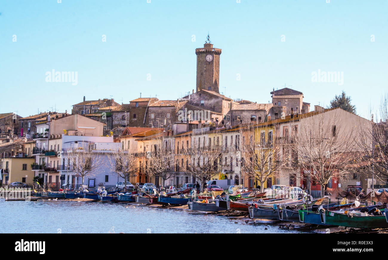 view of the burg of Marta on Bolsena lake, Lazio, Italy Stock Photo - Alamy