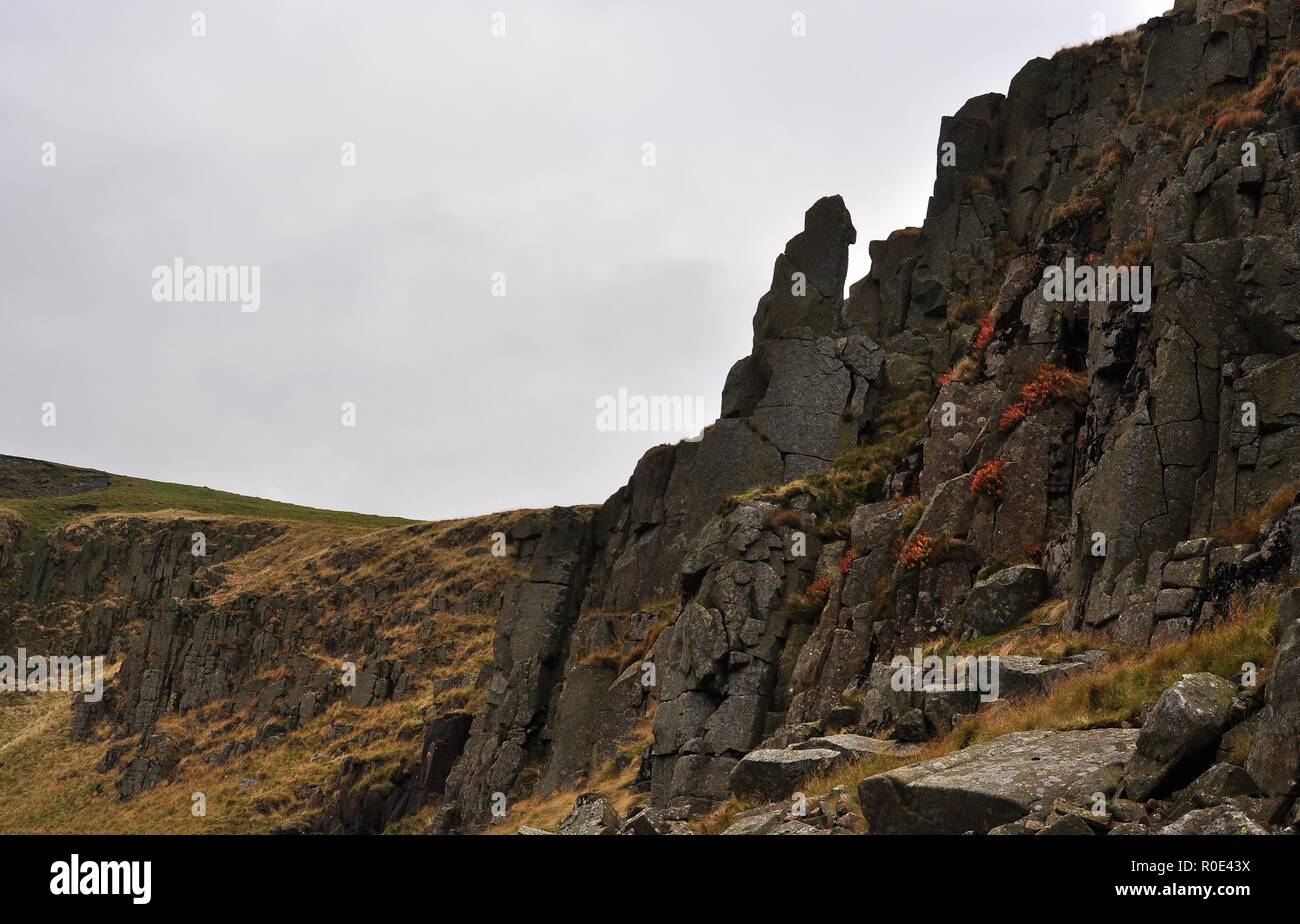 Whin Sill outcrops at High Cup Nick, Eden Valley, North Pennines, UK ...