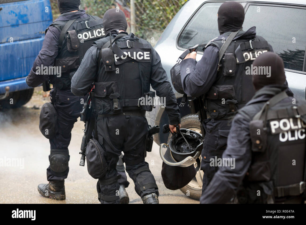 Special law enforcement unit. Special police force units in uniforms ...
