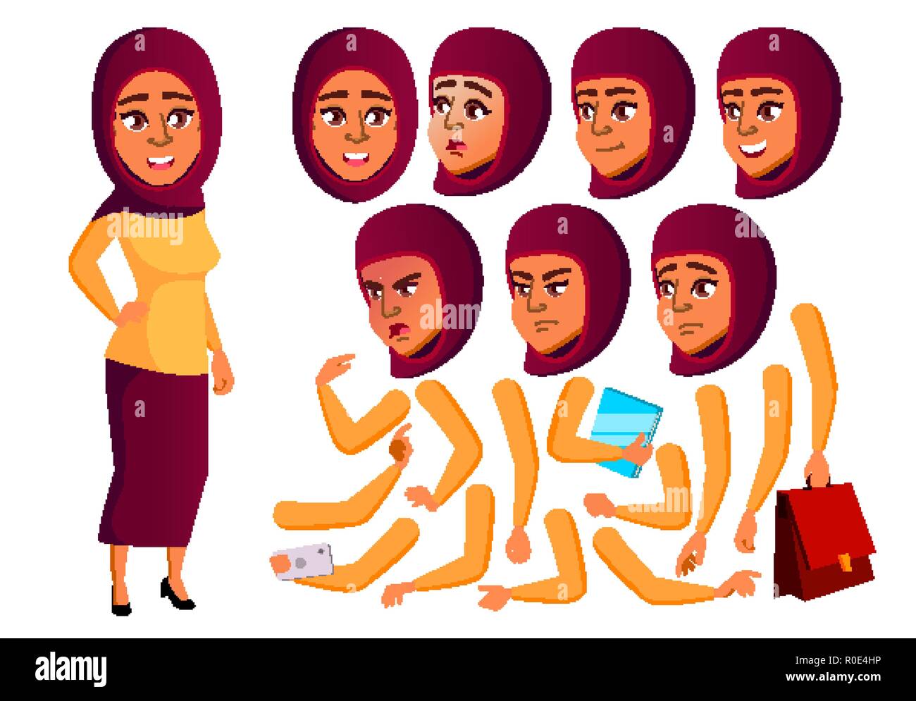 Teen Girl Vector. Teenager. Arab, Muslim. Funny, Friendship. Face ...
