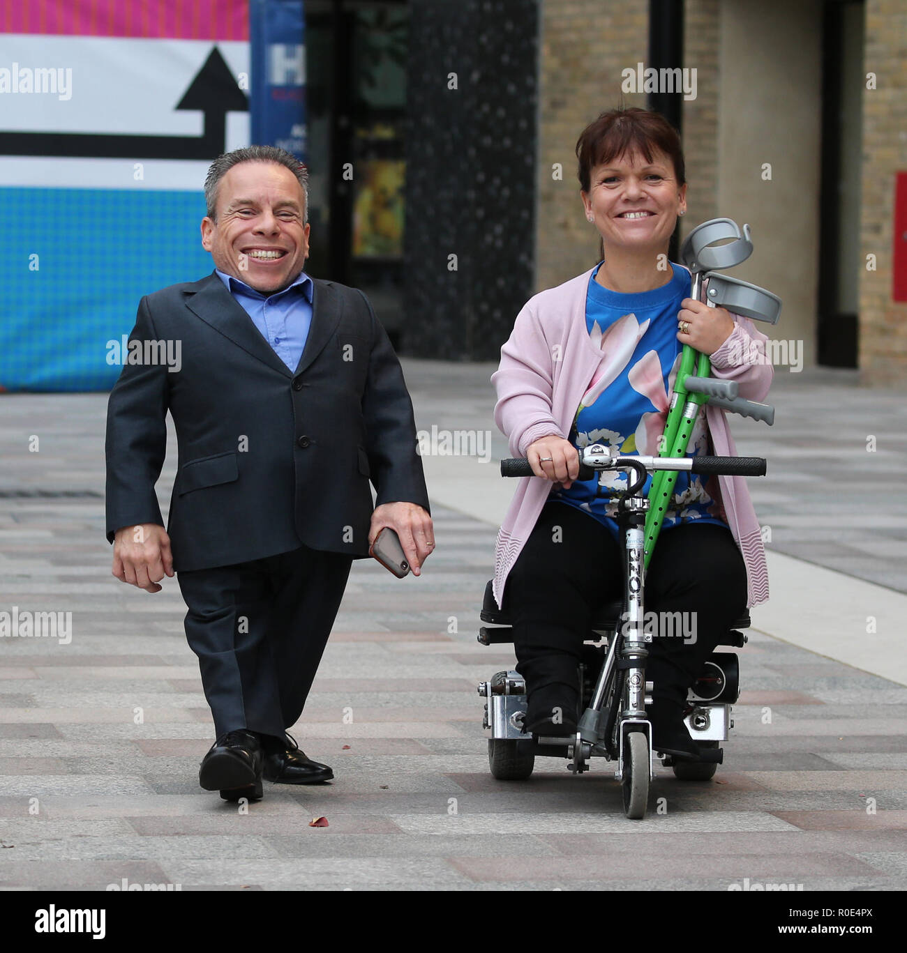 Warwick Davis with his wife Samantha Davis outside ITV Studios ...