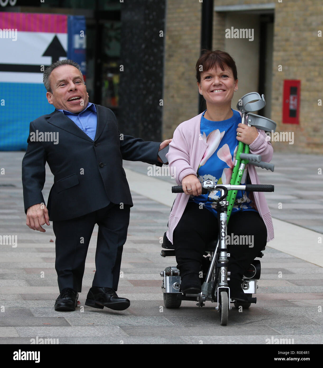 Warwick Davis with his wife Samantha Davis outside ITV Studios ...