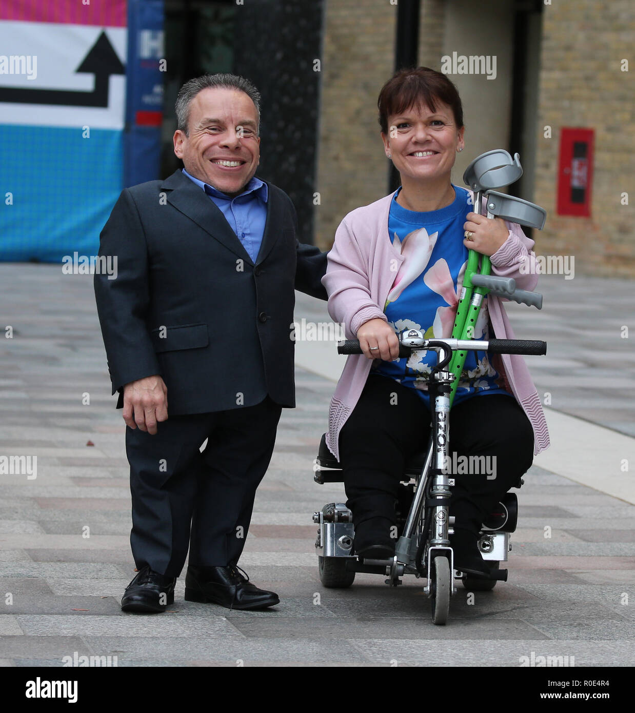 Warwick Davis with his wife Samantha Davis outside ITV Studios ...
