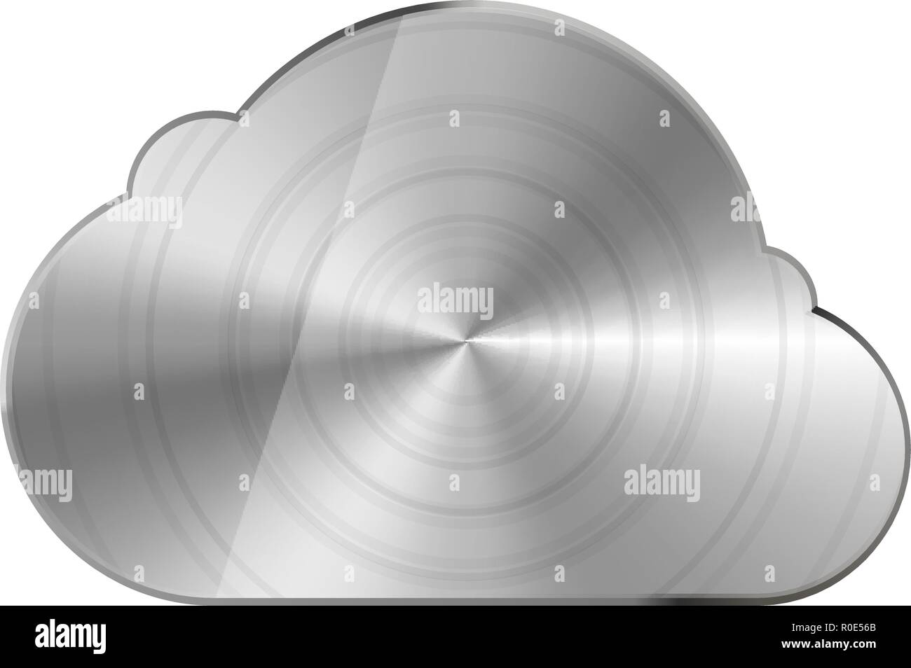 Round polished bright glossy metal cloud icon on white Stock Vector ...