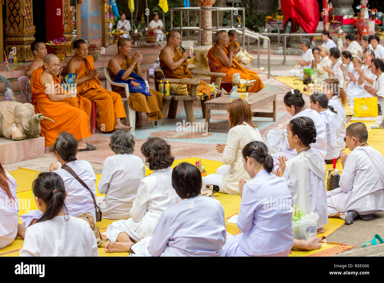 Buddhist monks chanting praying in hi-res stock photography and images ...