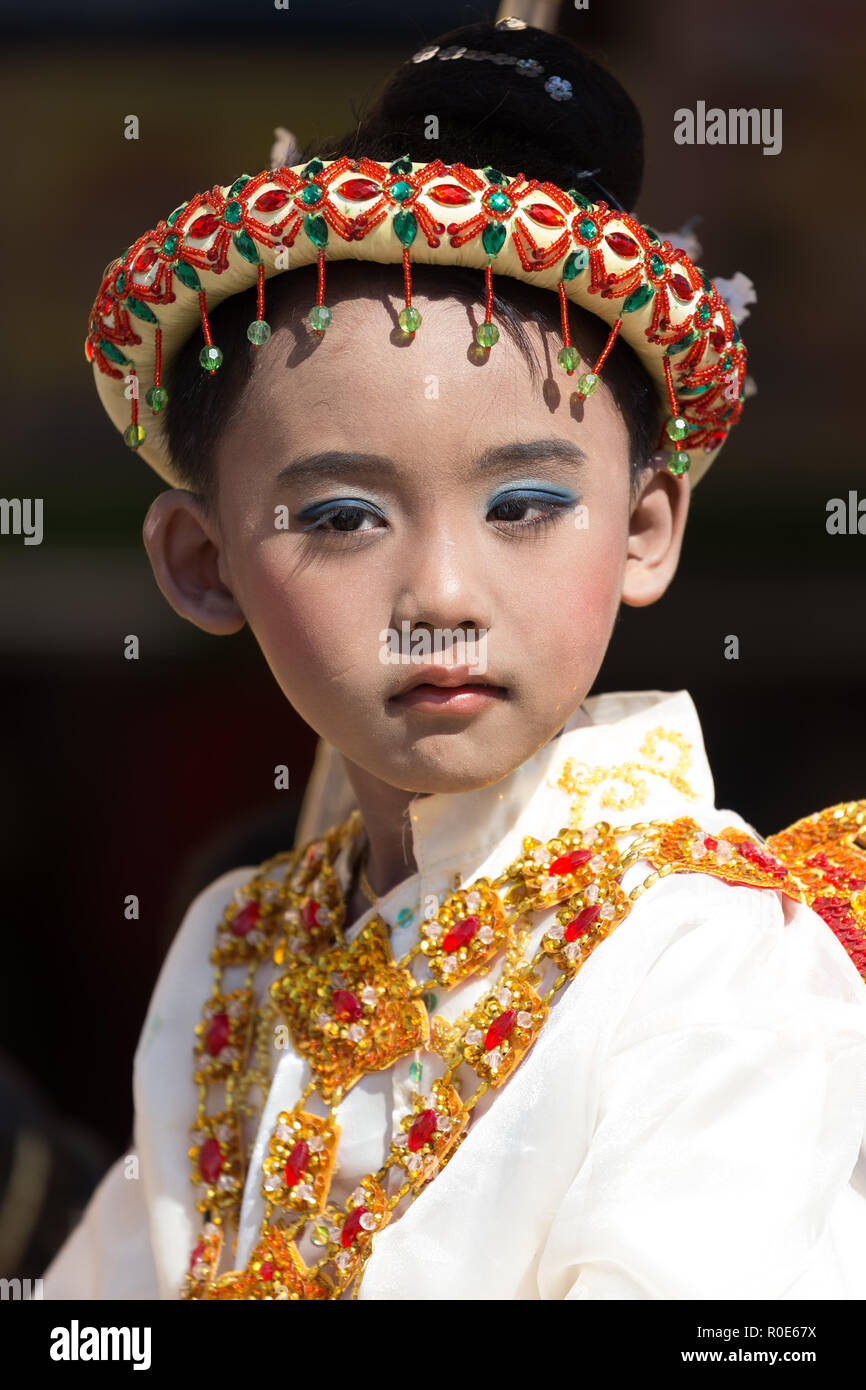 BAGAN, MYANMAR, JANUARY 22, 2015: Portrait of a Burmese kid in ...