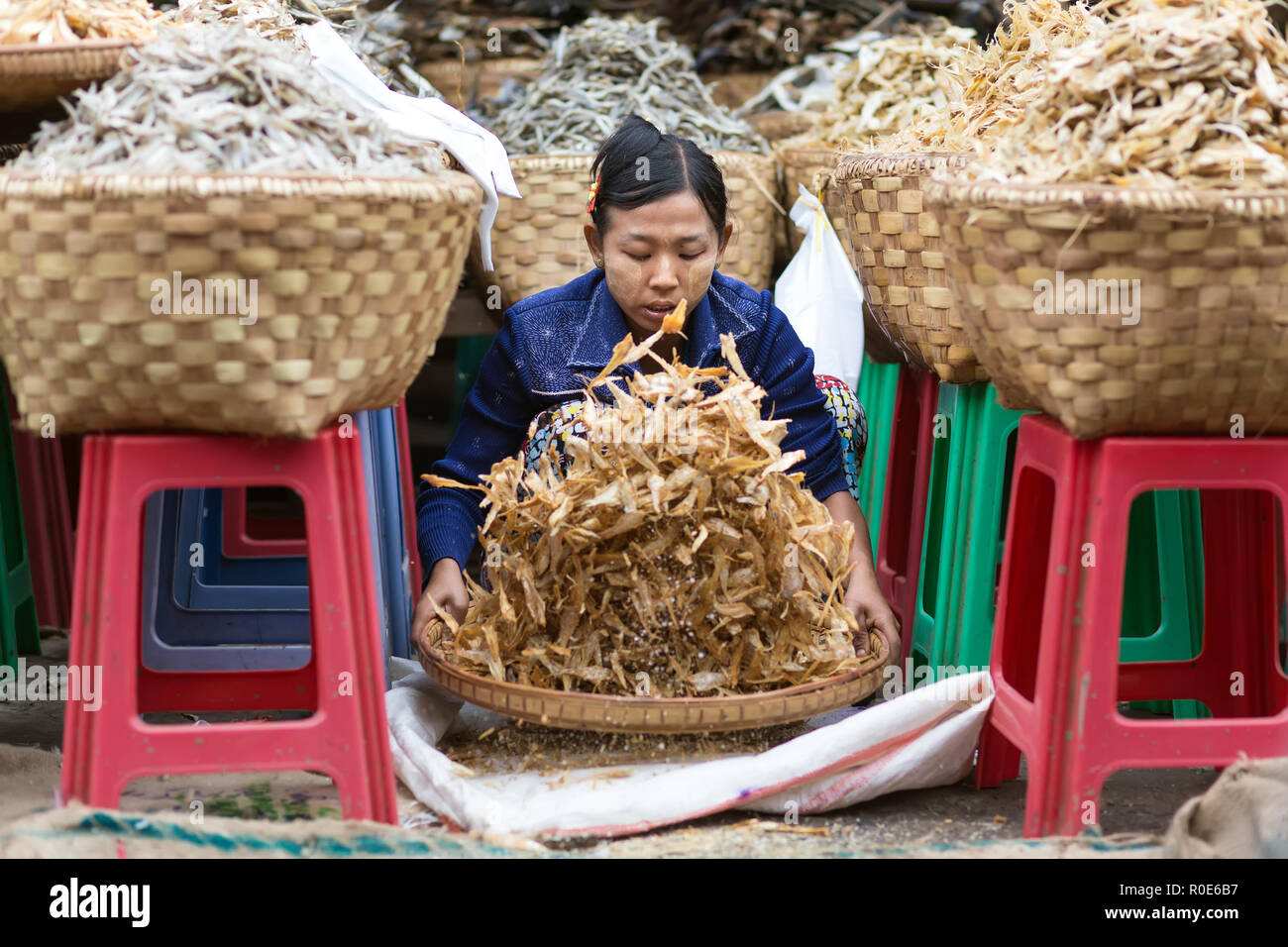 Myanmar dry fish market hi-res stock photography and images - Alamy