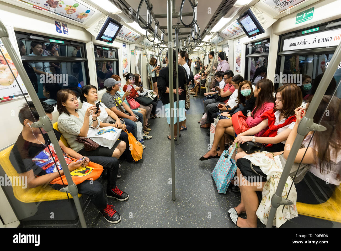 BANGKOK, THAILAND, JANUARY 12, 2015 : Passengers inside in the Bangkok ...