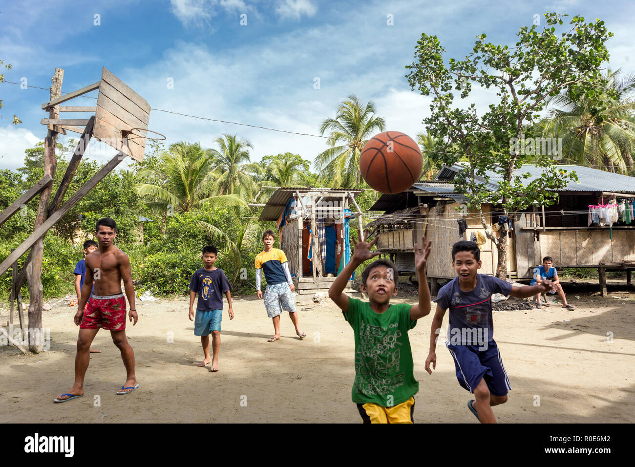 Kid Playing Basketball Outside