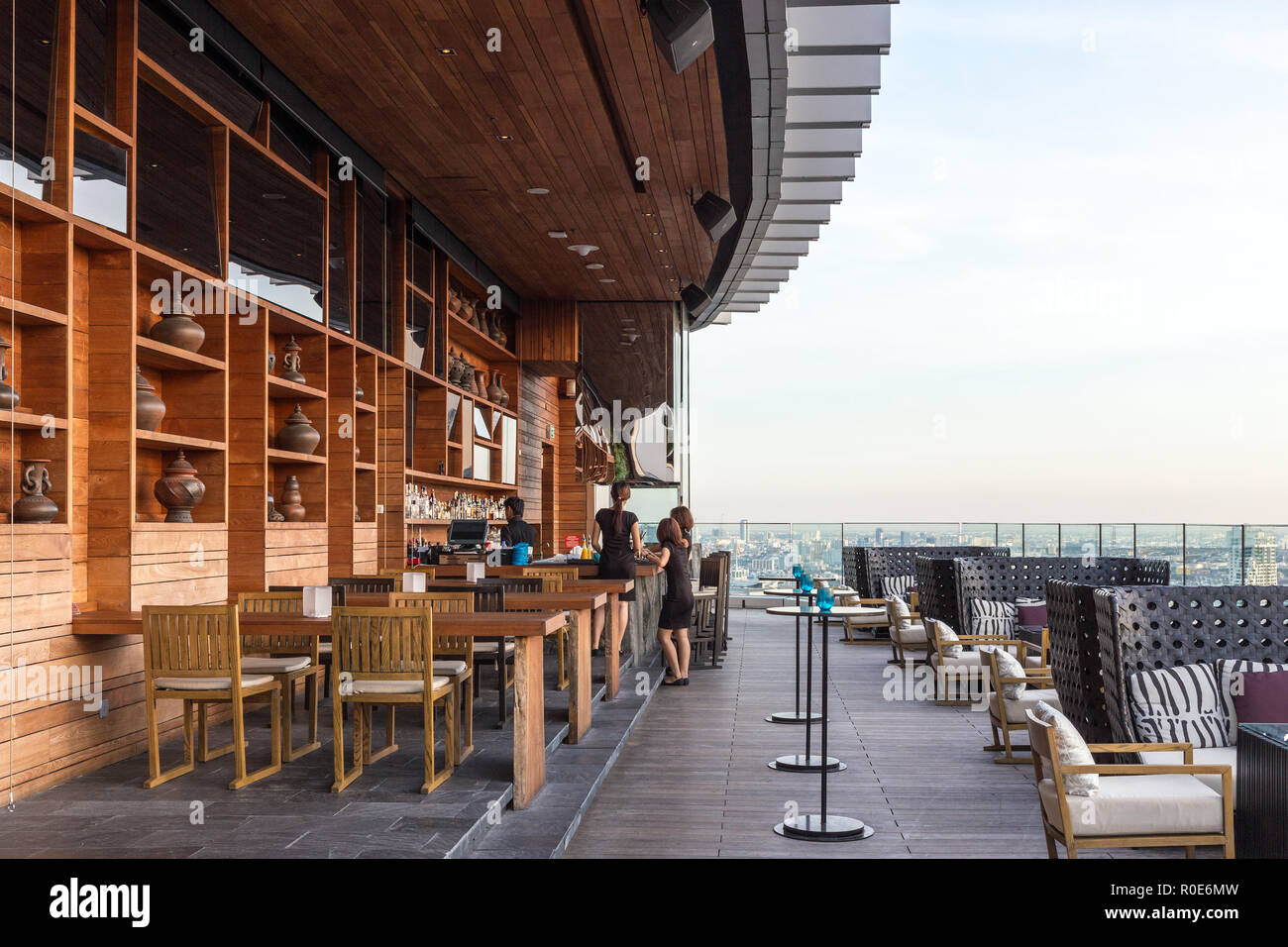 BANGKOK, THAILAND - NOV 29, 2013: The terrace of Octave rooftop Bar in ...