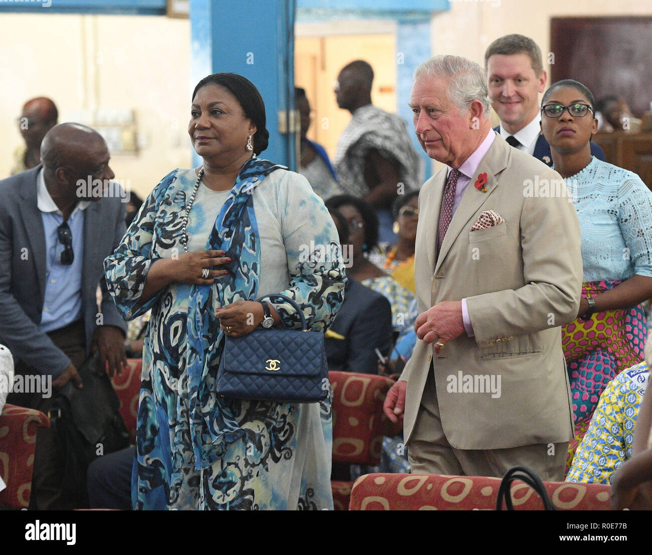 The Prince of Wales arrives with First Lady Rebecca Akufo-Addo (left ...