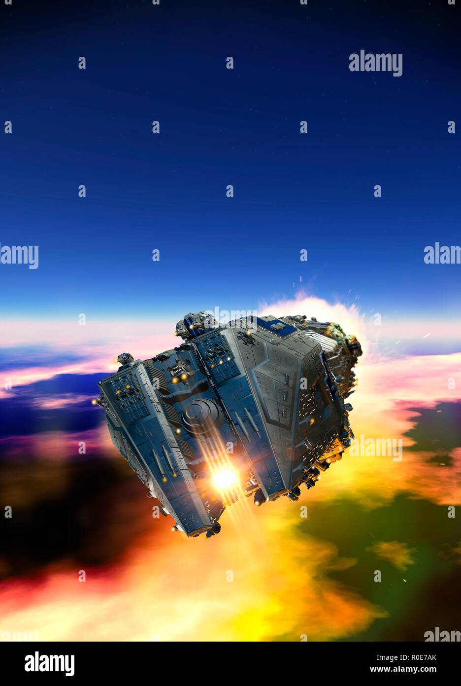 Space craft in space, illustration Stock Photo - Alamy