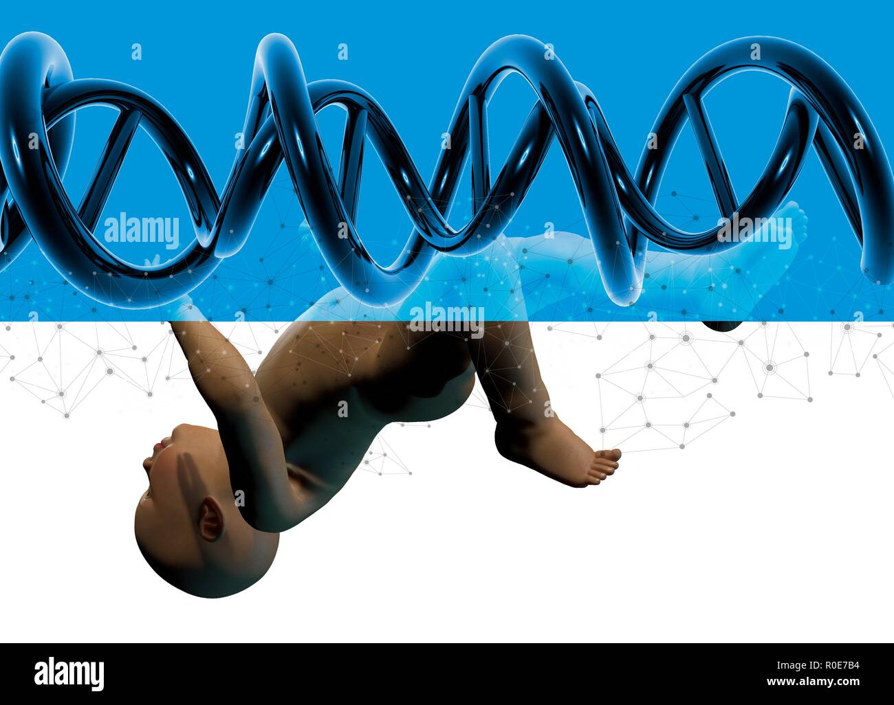 Baby and dna strand, illustration Stock Photo - Alamy