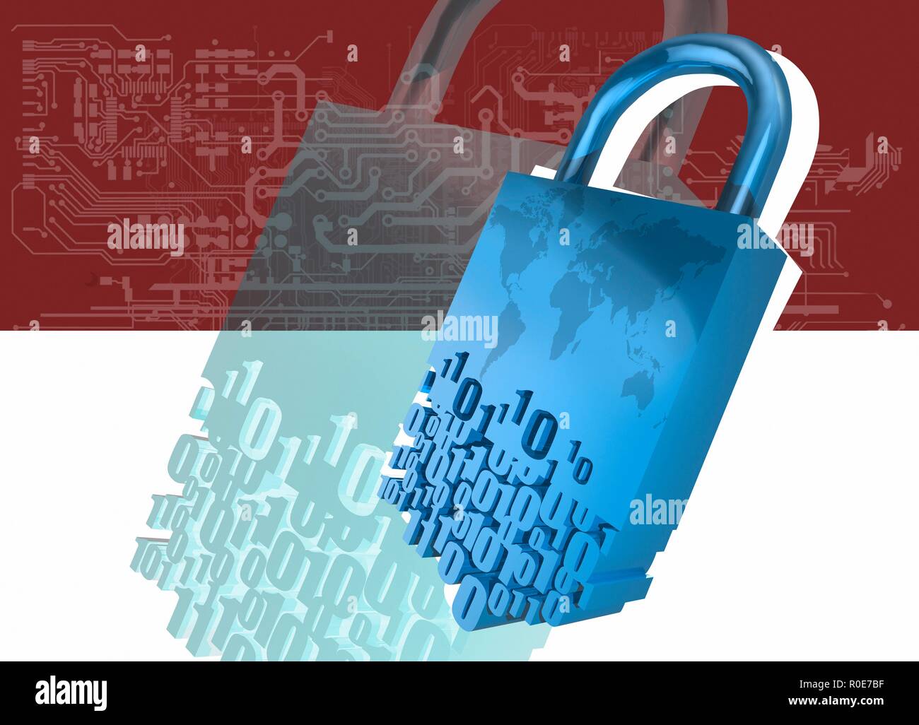 Padlock and binary code, illustration Stock Photo - Alamy