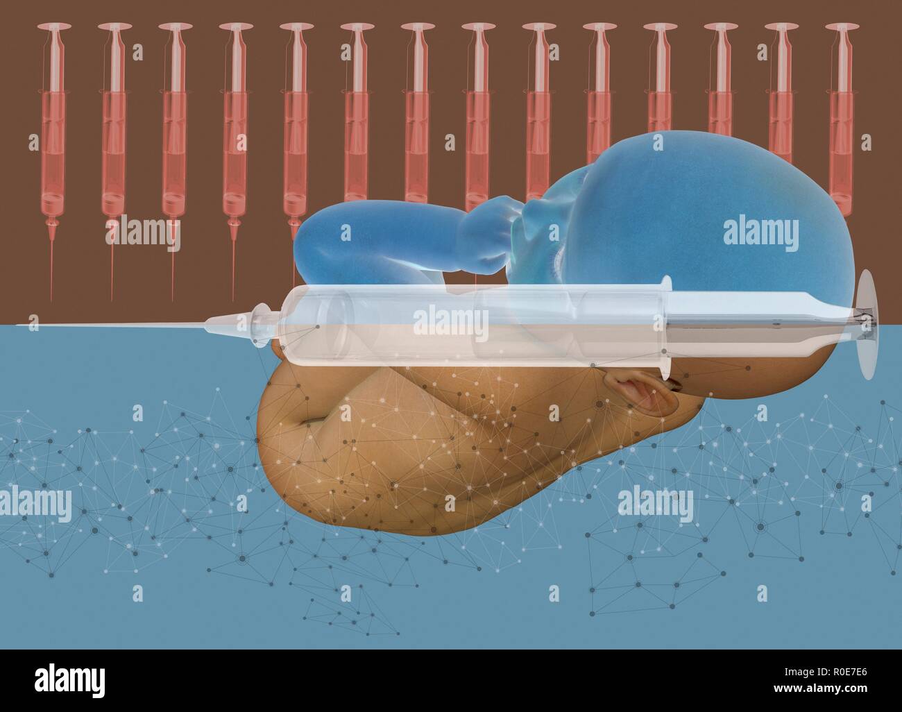 Baby and injections, illustration Stock Photo - Alamy