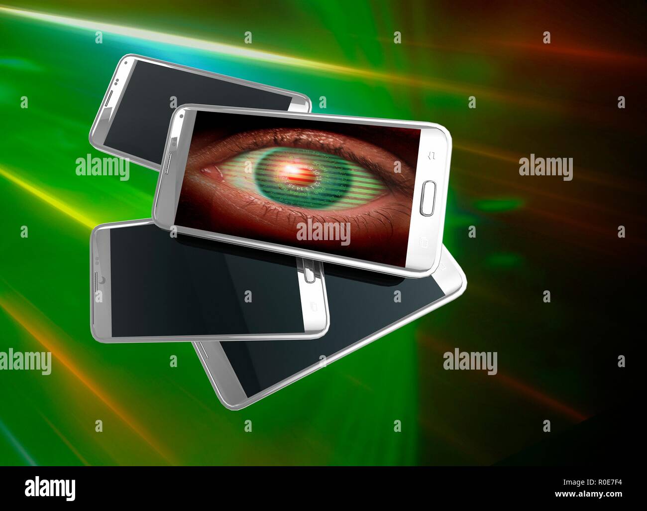 Smartphone with human eye, illustration Stock Photo - Alamy