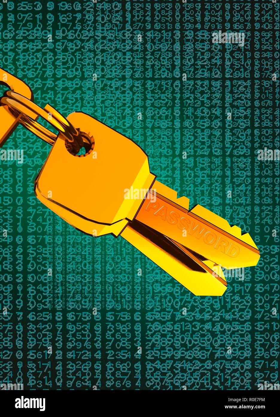 Key with password written on it, illustration Stock Photo - Alamy