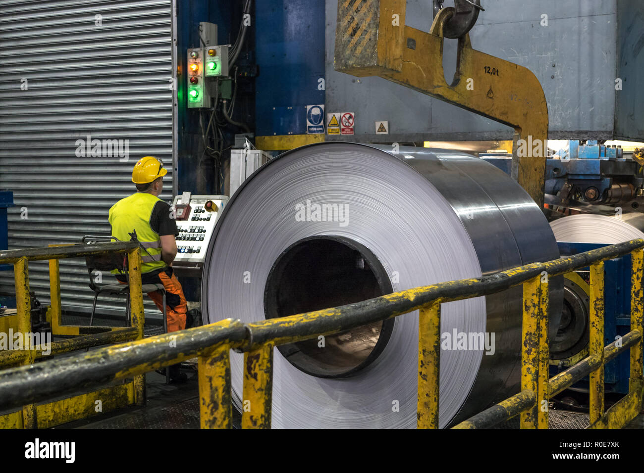 operation of aluminum rolling machine Stock Photo - Alamy