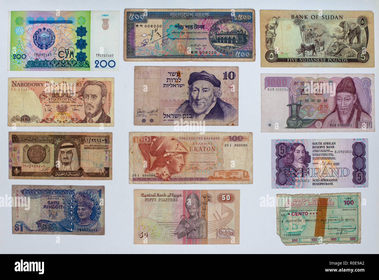 Money background, Closeup on old banknotes collection from all around ...