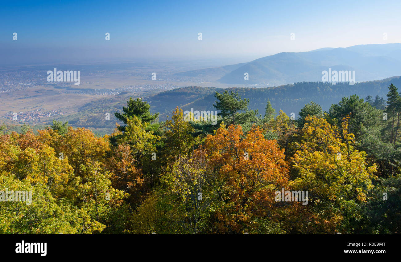 View to the Vosges mountains from the viewpoint le Galtz Stock Photo ...
