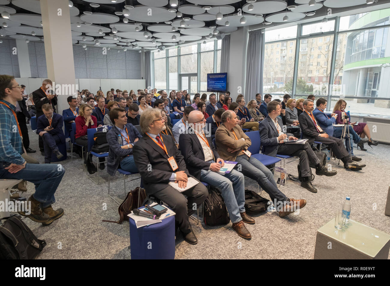 People attend business conference in congress hall Stock Photo - Alamy