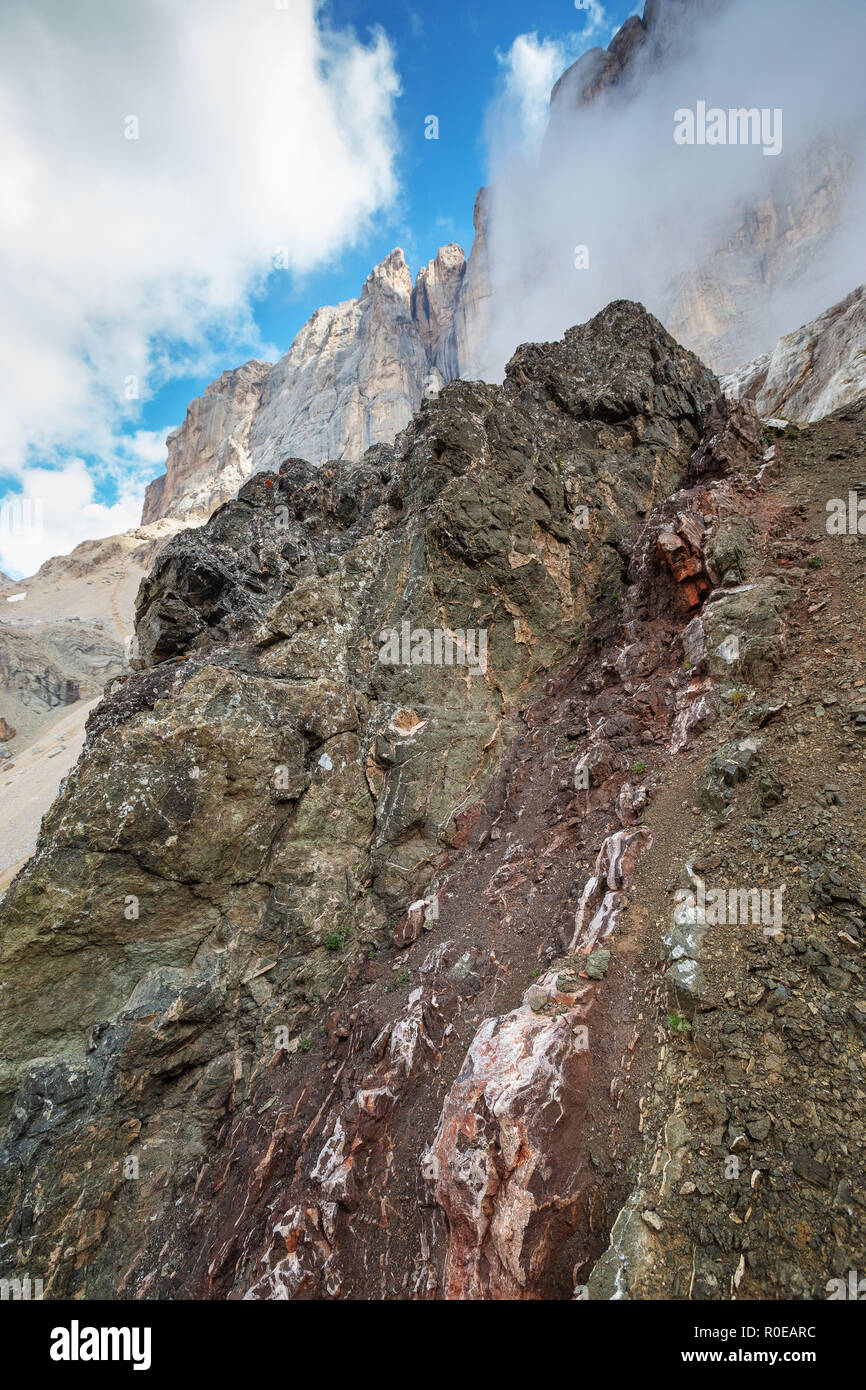 Geological features. Magmatic rocks. Passo Ombretta. The Dolomites ...
