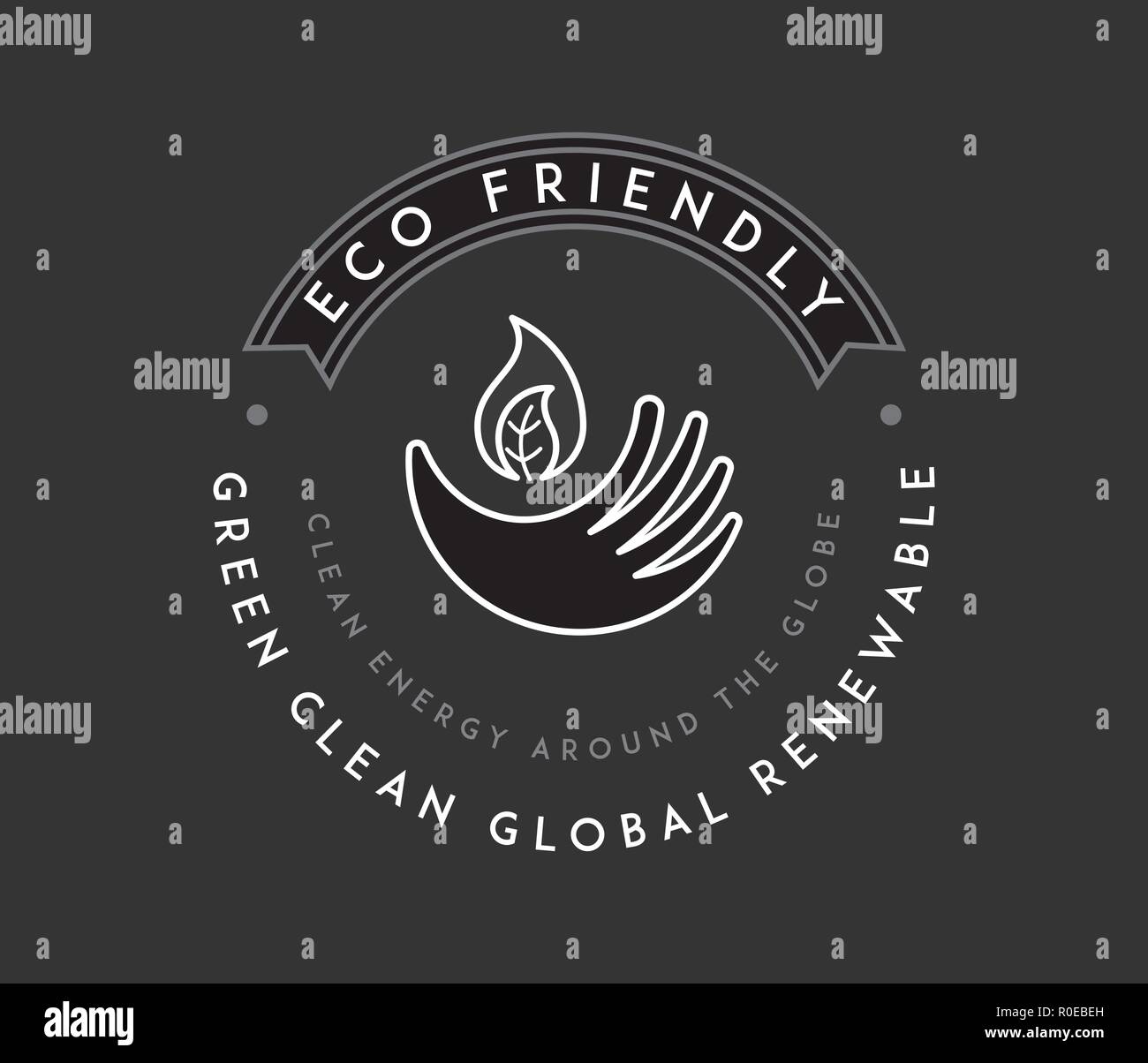Bio hand eco friendly white on black is a vector illustration for any ...