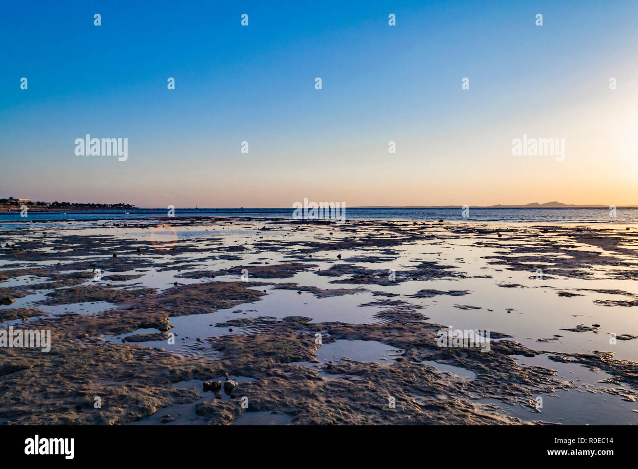 Wonderful sunset in Sharm-El-Sheikh, Egypt over Tiran island, Red sea ...
