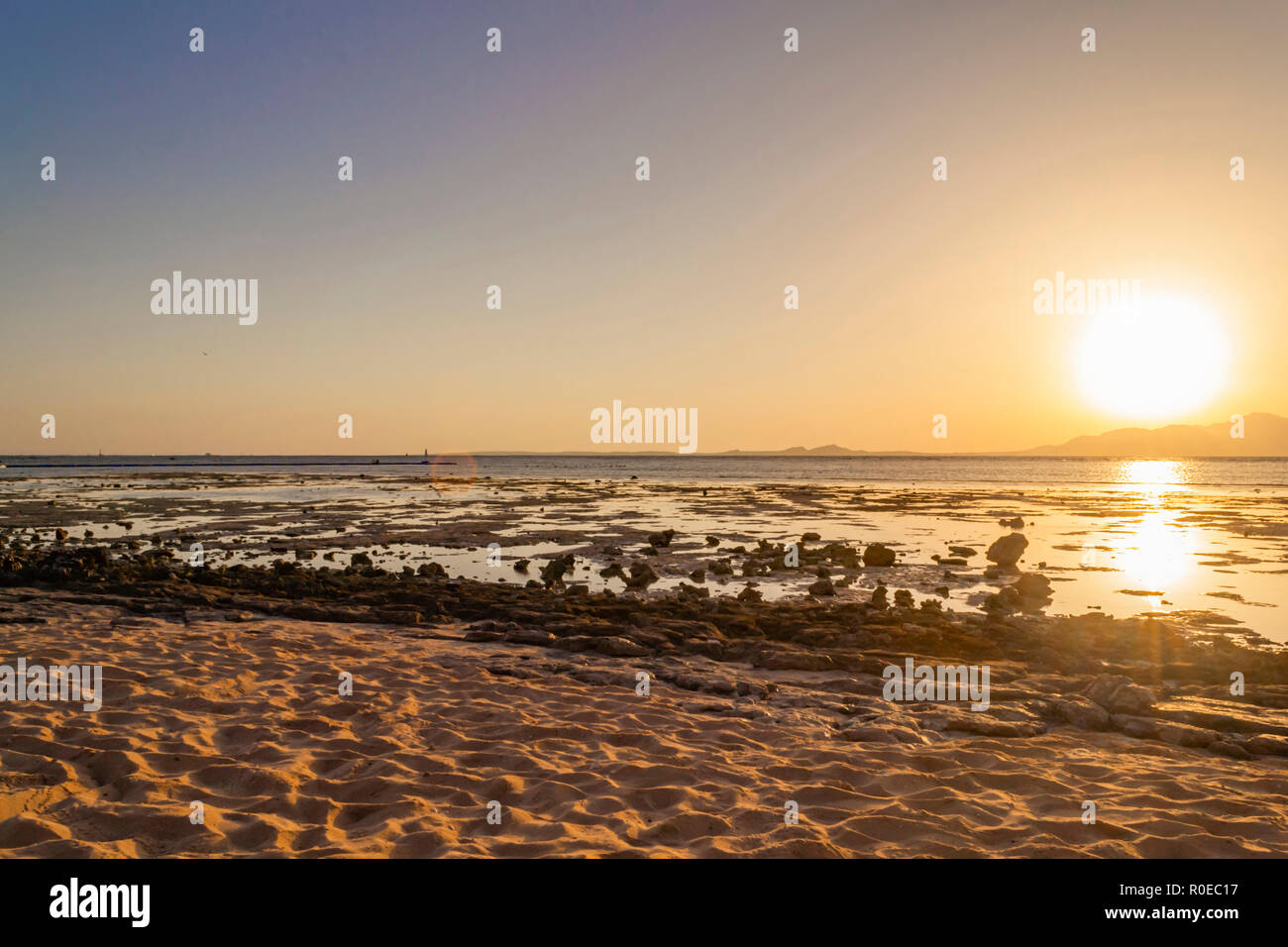 Wonderful sunset in Sharm-El-Sheikh, Egypt over Tiran island, Red sea ...