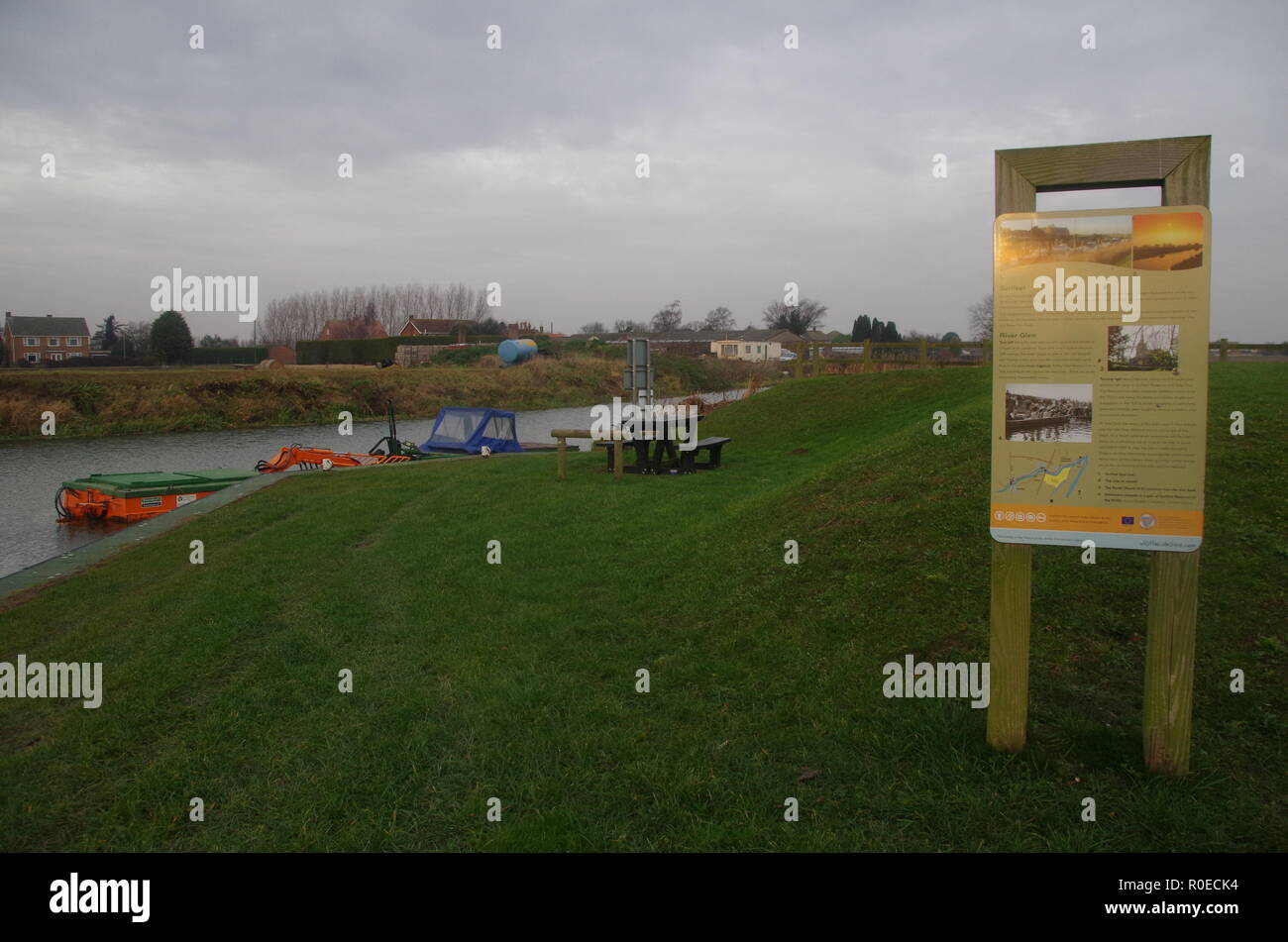 Surfleet information panel. sea flood defence dyke. The Macmillan Way ...