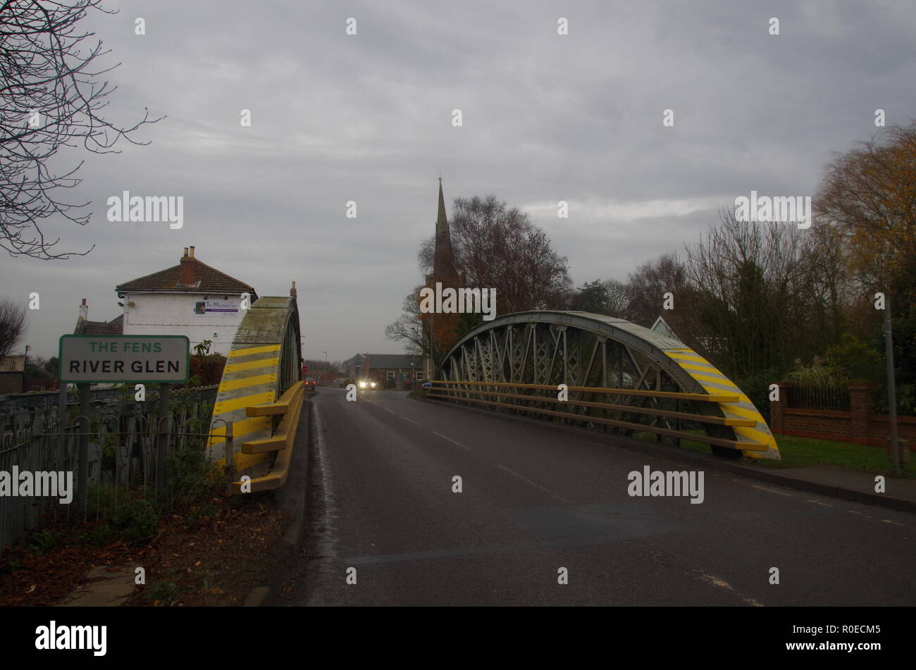 Bridge over the river Glen.@ Surfleet . sea flood defence dyke. The ...