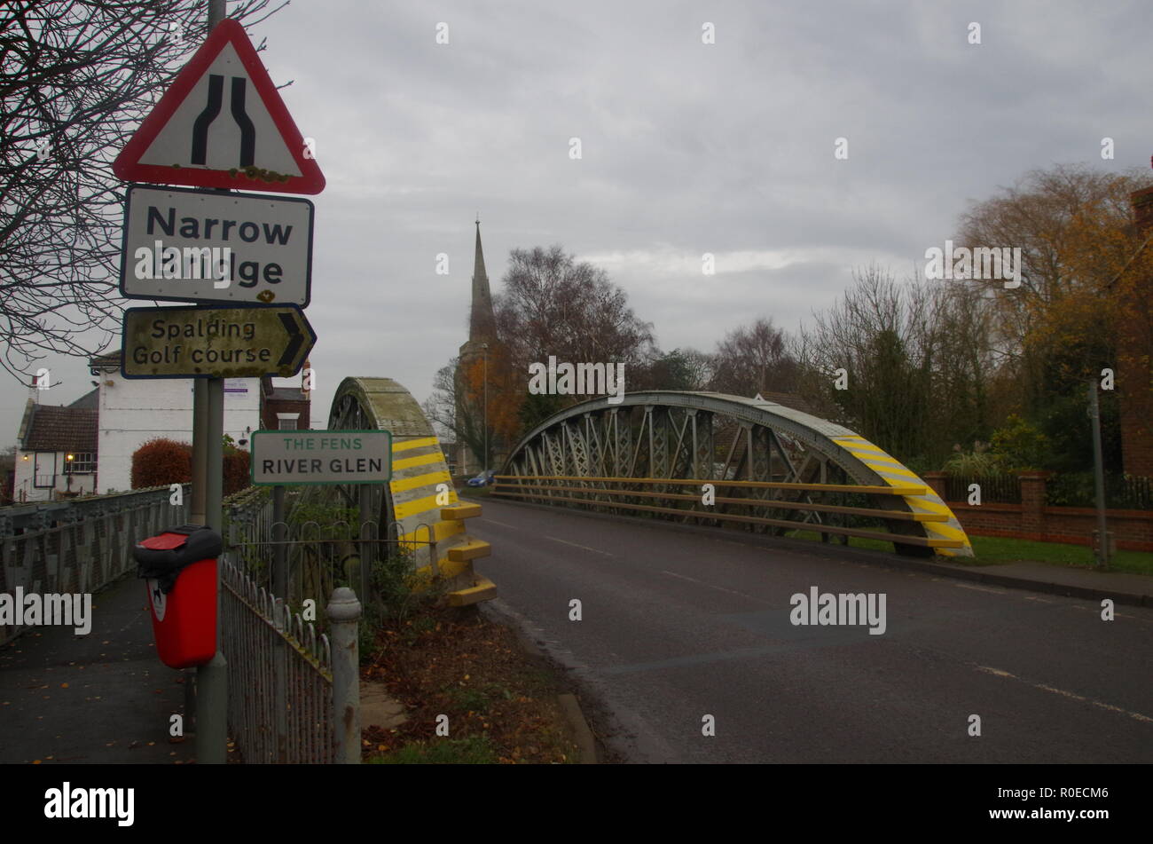 Bridge over the river Glen.@ Surfleet . sea flood defence dyke. The ...