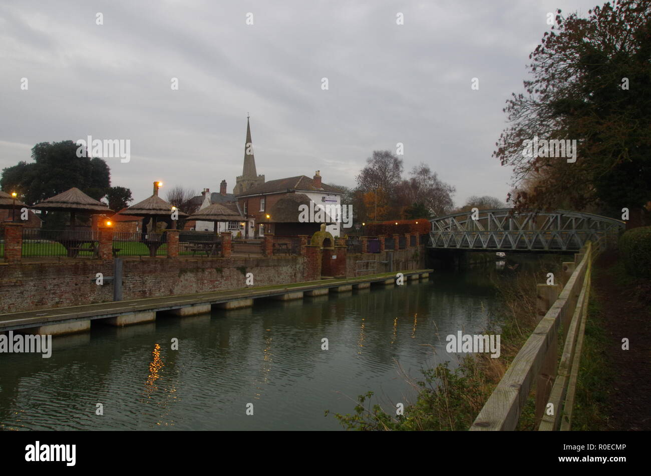 Bridge over the river Glen.@ Surfleet . sea flood defence dyke. The ...