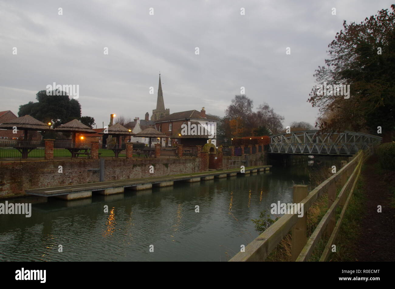 Bridge over the river Glen.@ Surfleet . sea flood defence dyke. The ...
