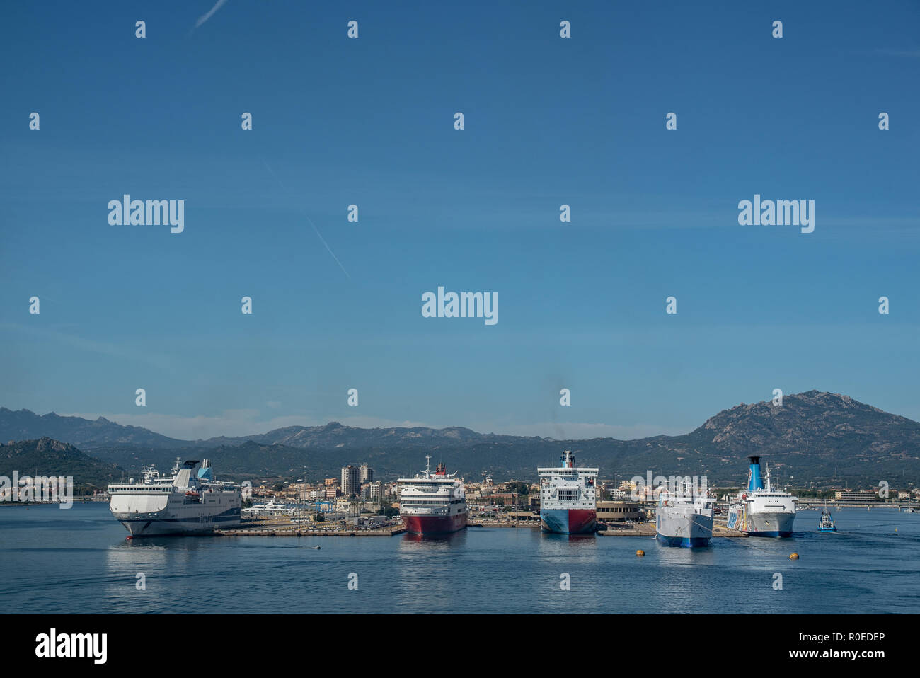 OLBIA, ITALY Ferry Sky Island Harbour Stock Photo - Alamy