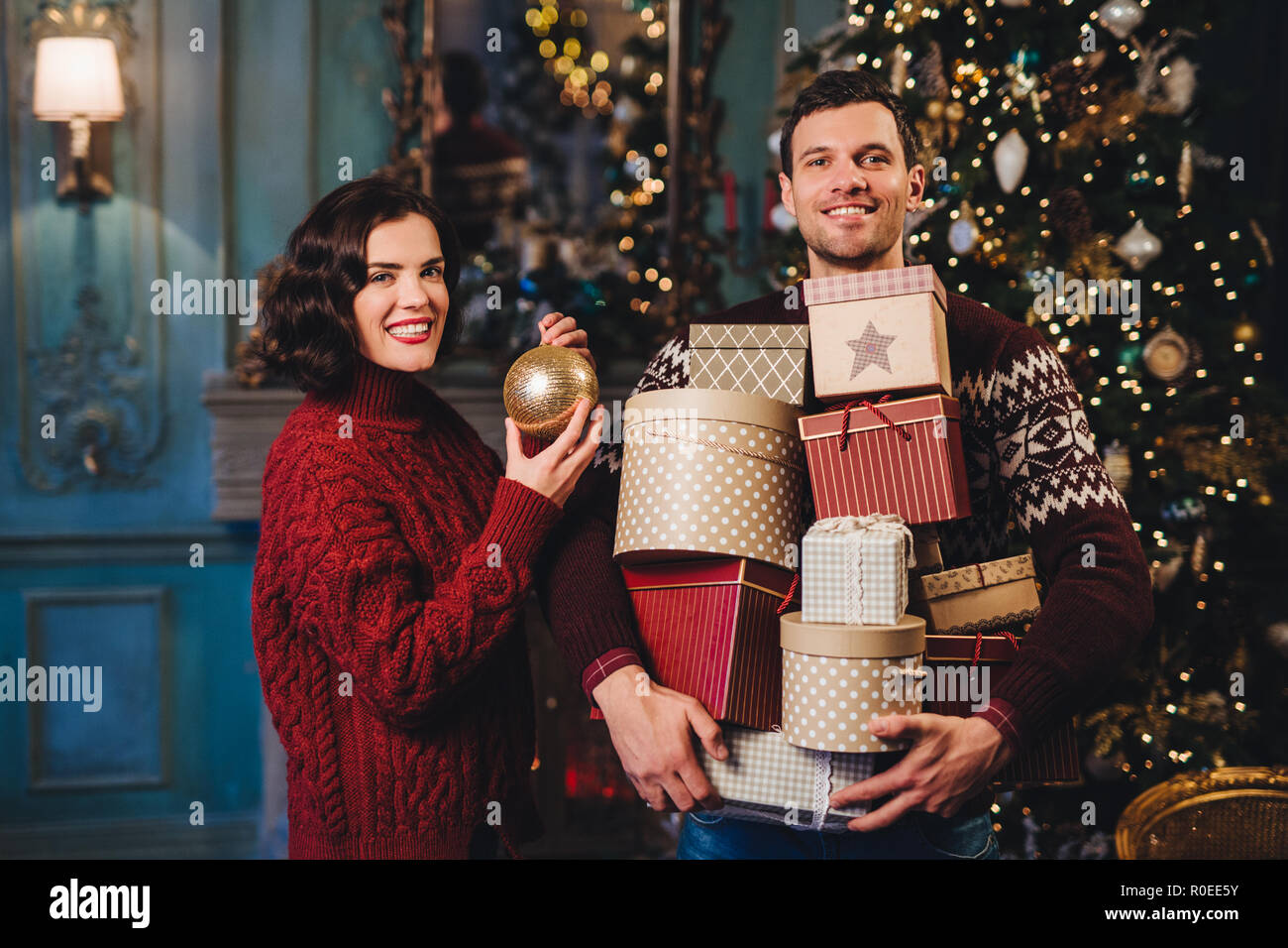 Two piles of presents hi-res stock photography and images - Alamy