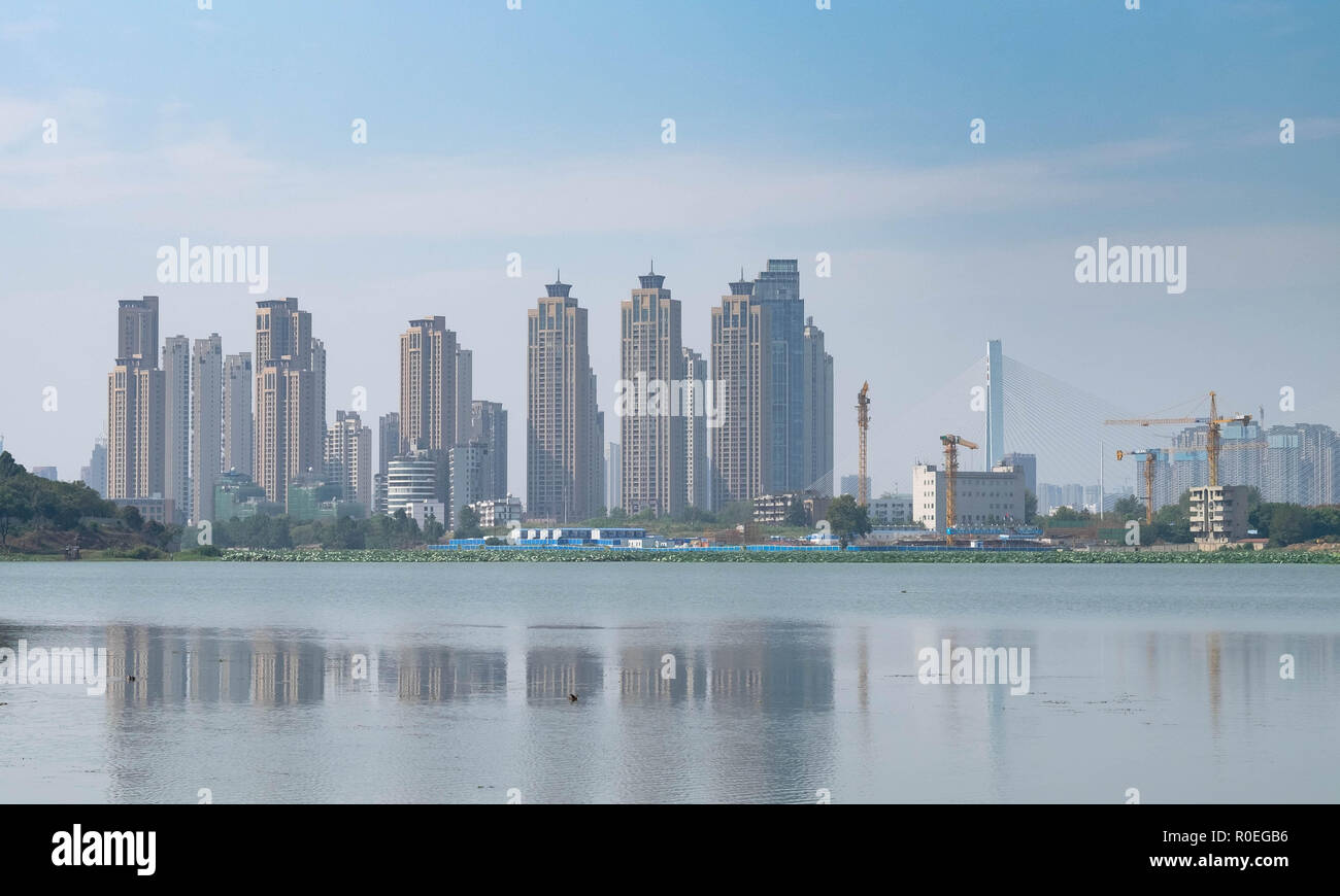The City view along the shoal of Yangtze river , And architectural ...
