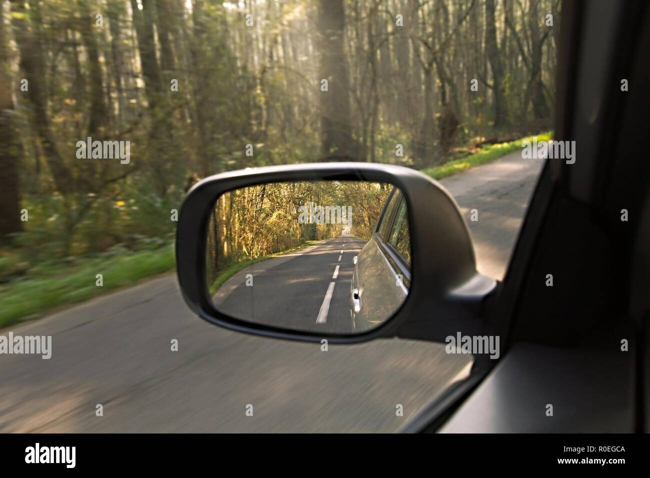 Car Mirror Road View Stock Photo - Alamy