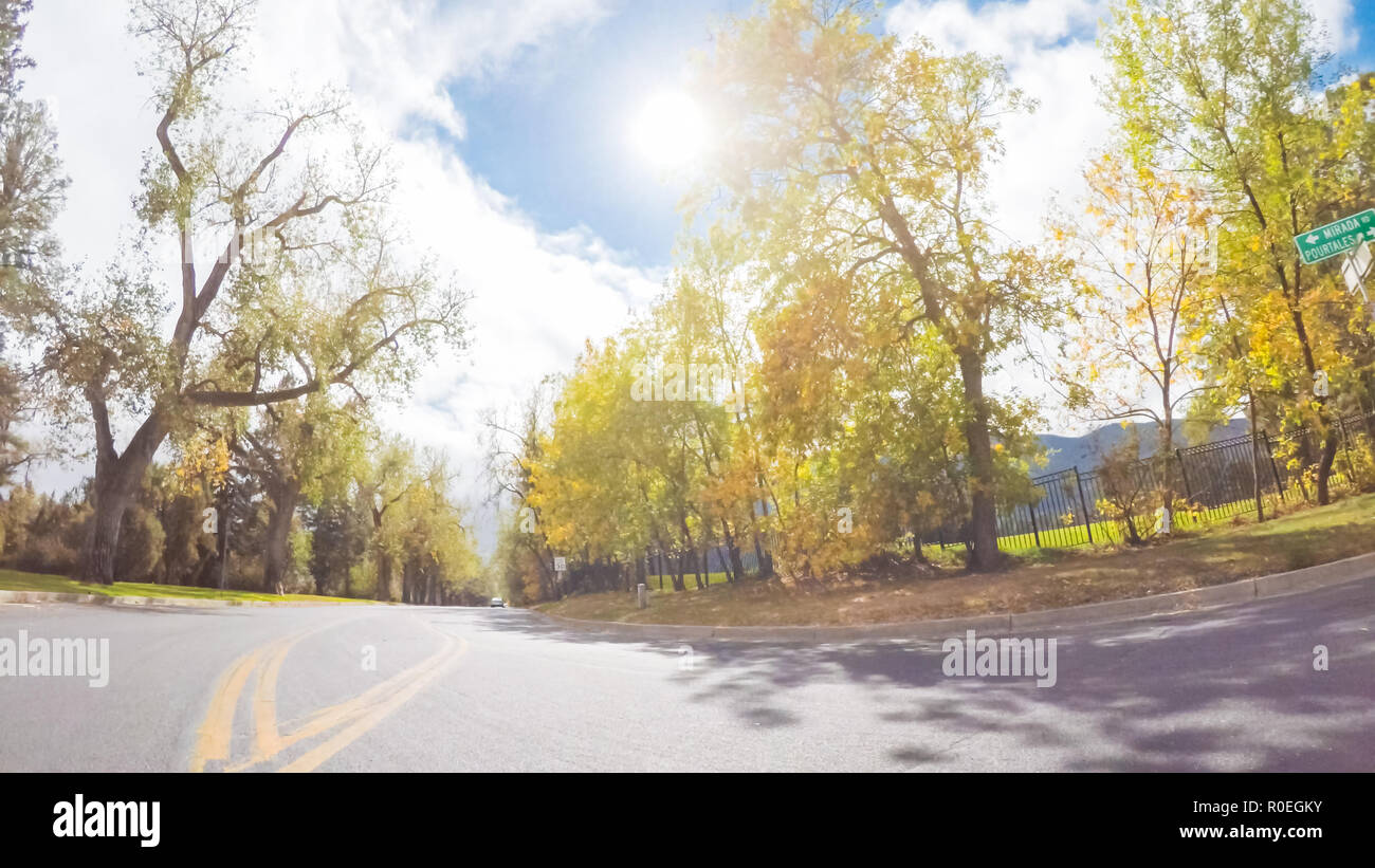 Driving through upscale residential neighborhood of Colorado Springs in ...