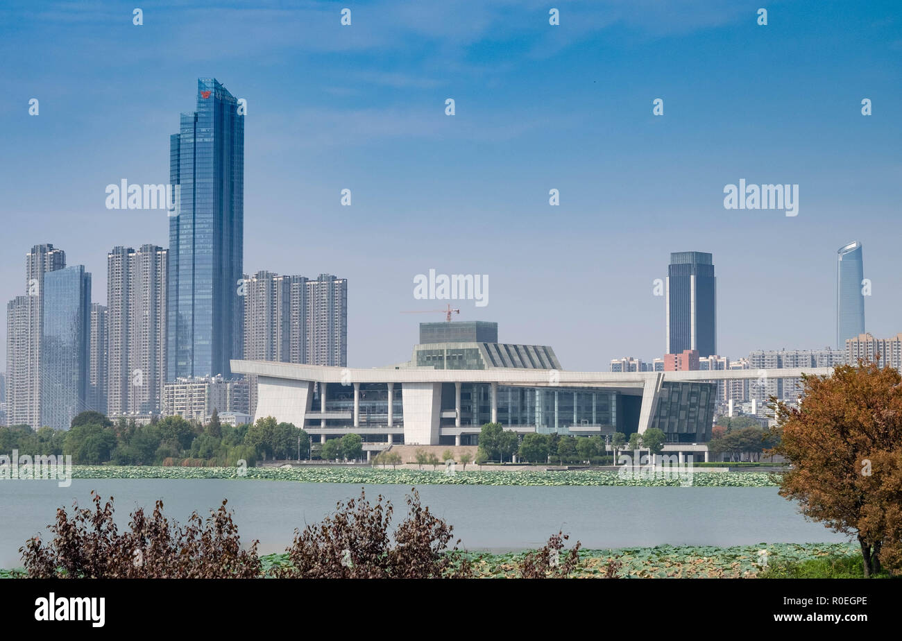 The City view along the shoal of Yangtze river , And architectural ...
