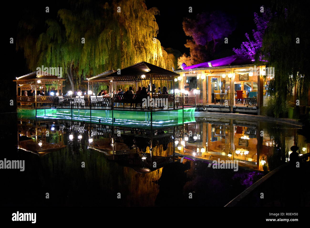 Iran nightlife in restaurants area of public park in Karaj near Tehran ...
