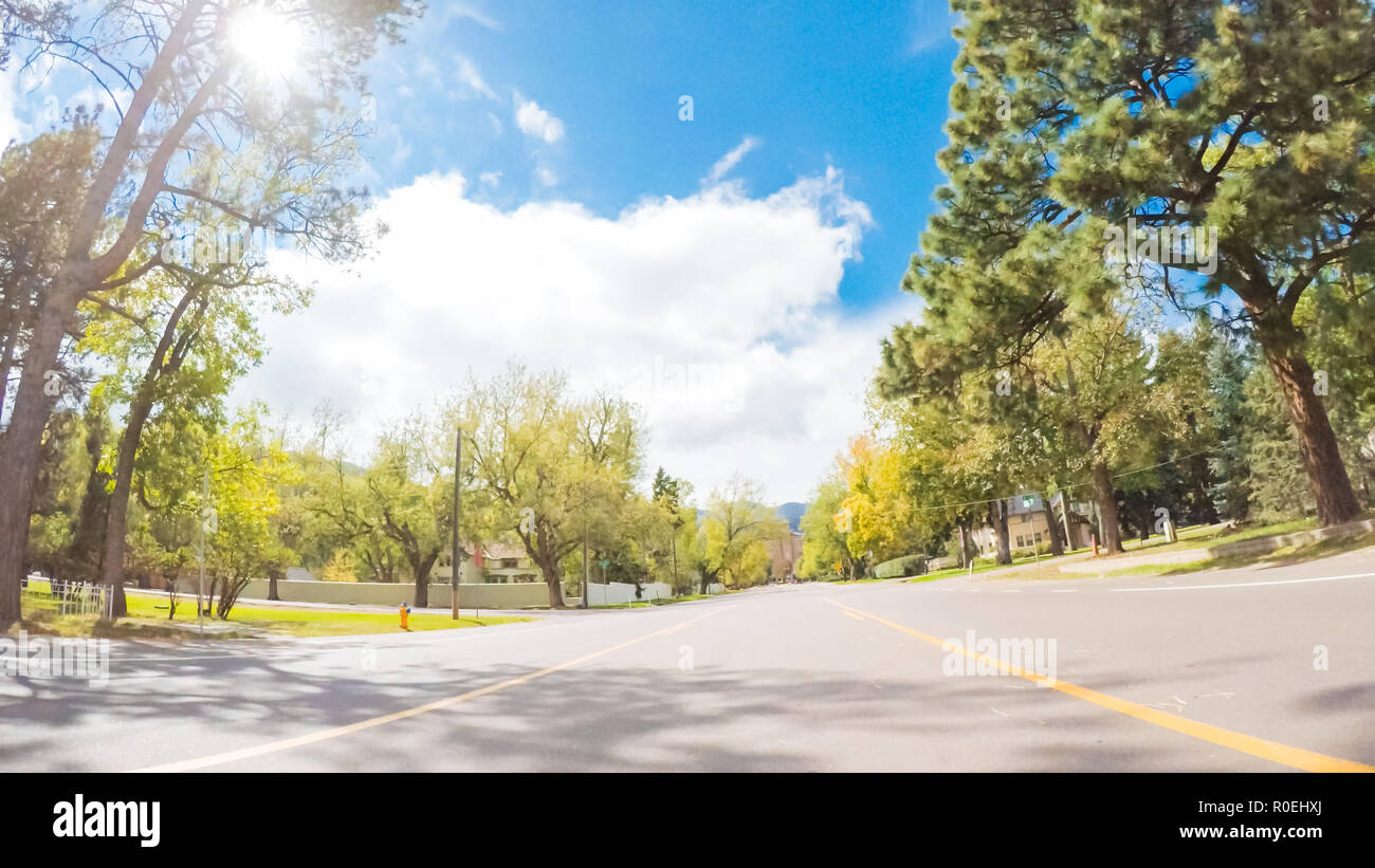 Driving through upscale residential neighborhood of Colorado Springs in ...